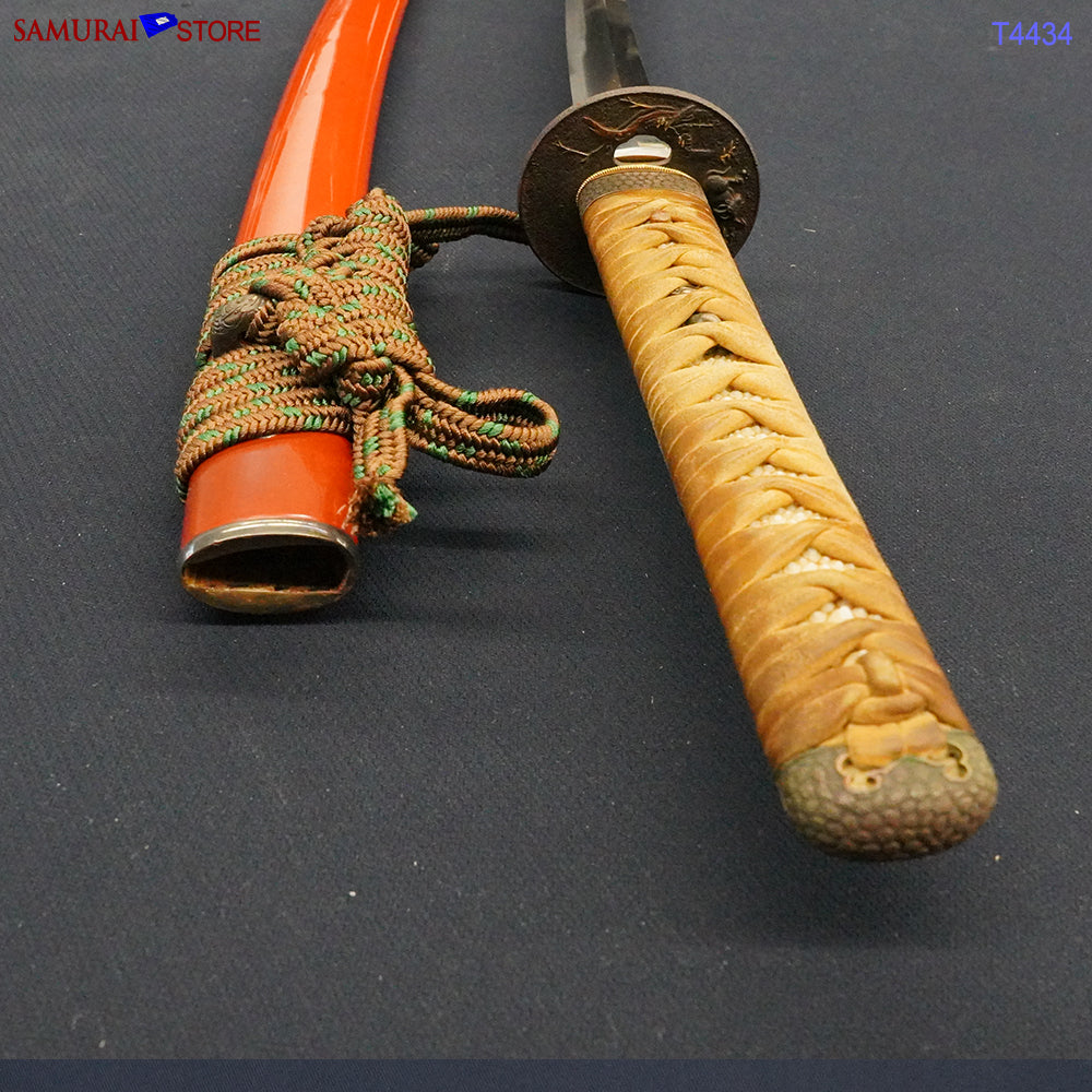 T4434 Katana Sword YOSHIMICHI w/ Red Ornate Mountings - Antique ...